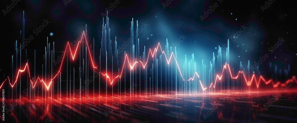 Animated stock market graph pulsing with the highs and lows of ...