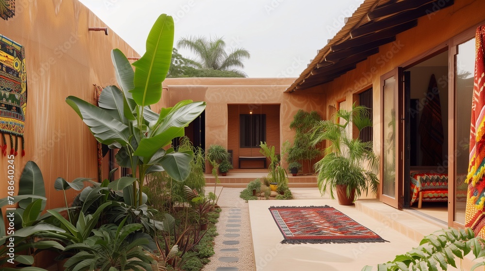 A Ghanaian suburban craftsman residence, blending traditional Ashanti ...