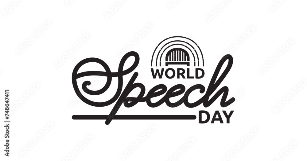World Speech Day text Handwritten calligraphy Typography vector ...