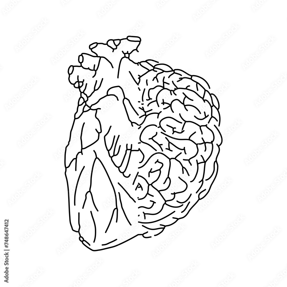 Poster Half brain and half heart. Combine feelings and reason. – Wall ...