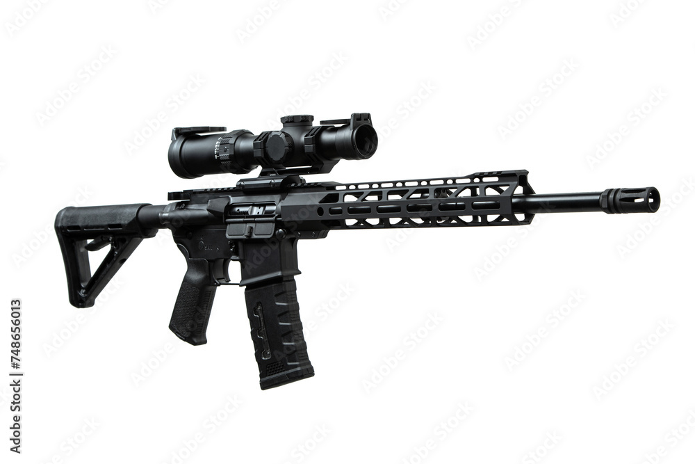 Modern automatic carbine with optical sight. Weapons for police ...