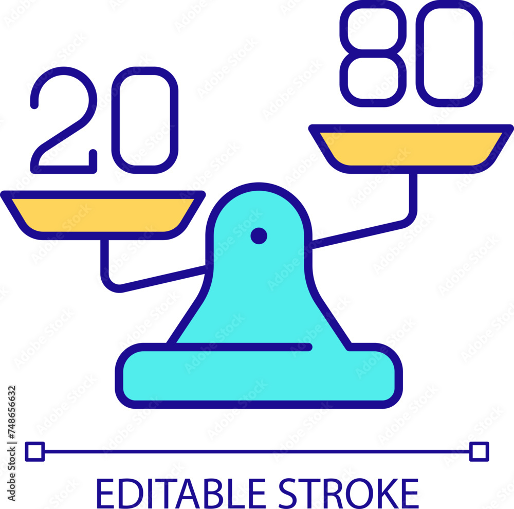 Pareto principle RGB color icon. Prioritization framework. Task ...
