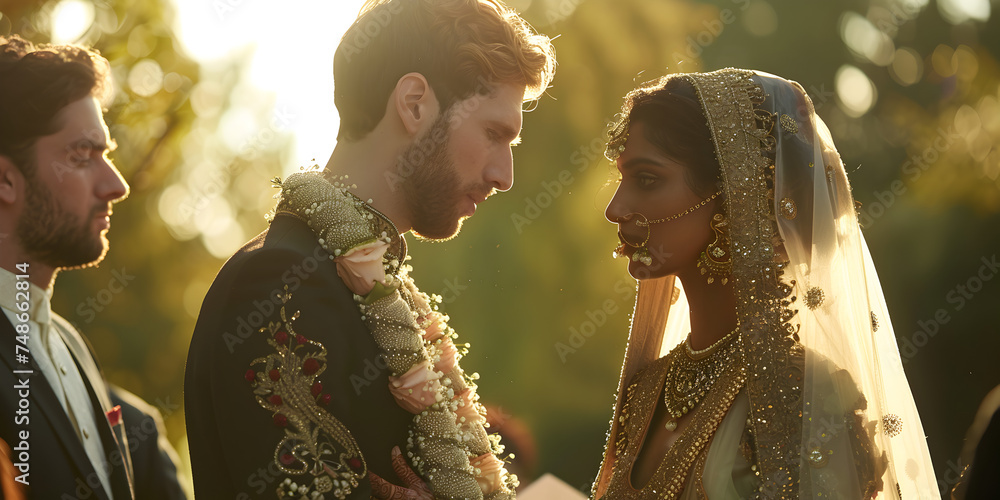 20. A couple from different cultural backgrounds exchanging wedding ...