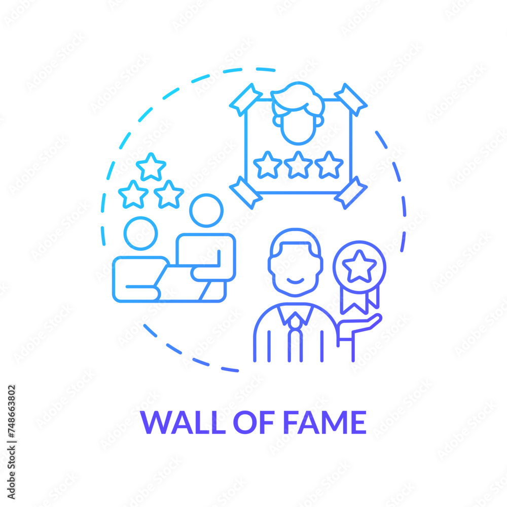 Wall of fame blue gradient concept icon. Employee recognition. Worker ...