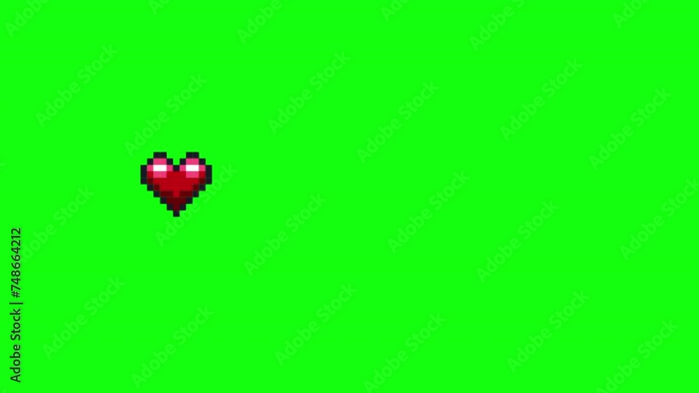 pixel art heart retro style 8bit animation of loading on 4k green ...