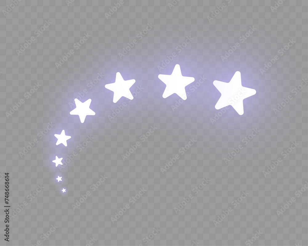 shining stars on a transparent background. a bright little star is ...
