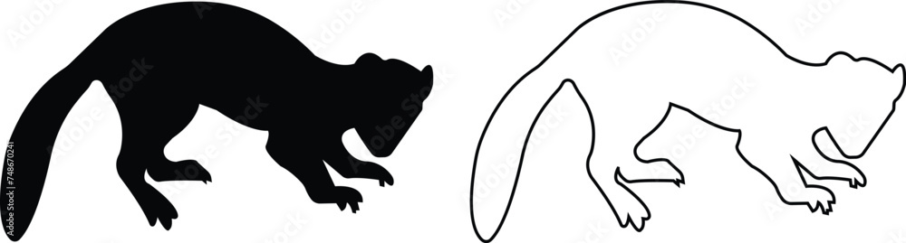 Marten silhouettes. marten icon set from animals element collection ...
