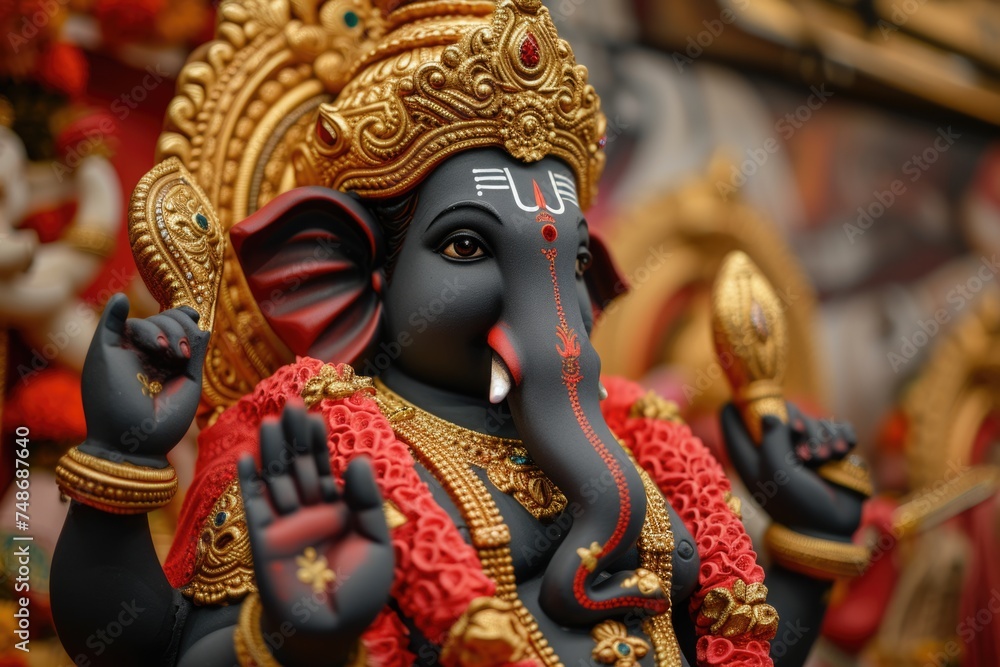 Colorful statue of a Hindu deity. Fictional Character Created By ...