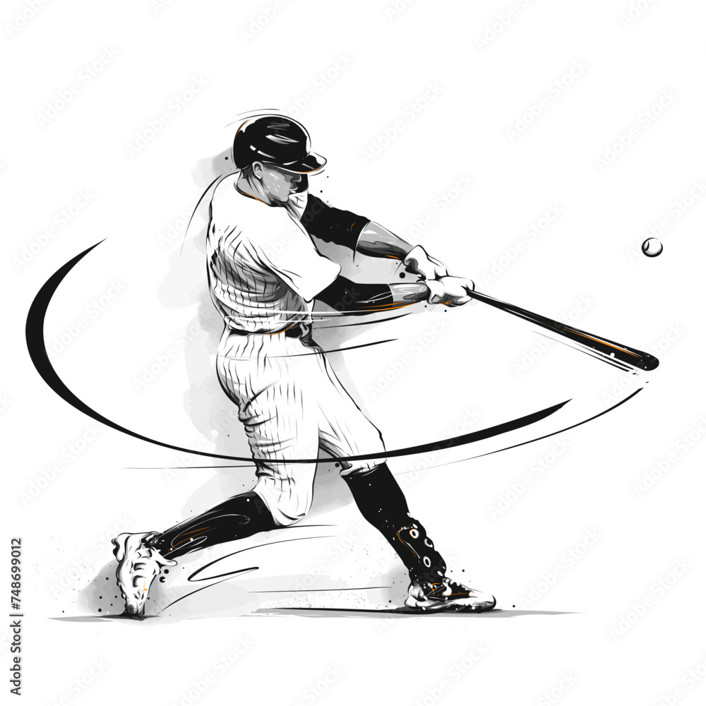Powerful Batting: The Baseball Swing in Motion Stock Vector | Adobe Stock