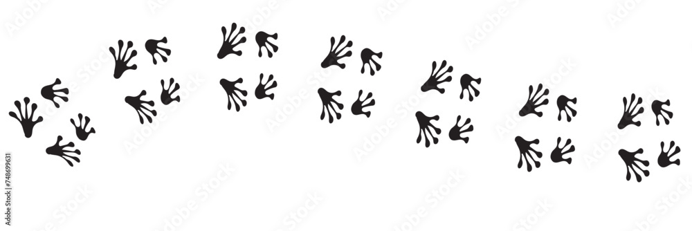 Vecteur Stock Frog or toad paw footprint. Silhouette. Front and hind ...