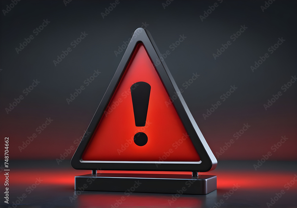 Realistic red caution warning sign for attention exclamation mark ...