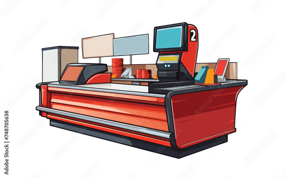 Cartoon Counter In Supermarket. Vector Illustration Stock Vector ...