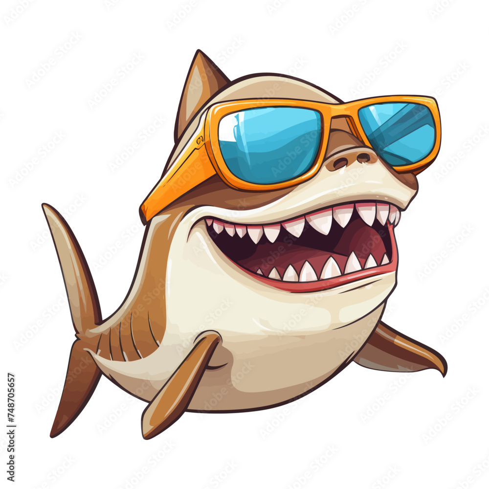 Cartoon shark on a white background. Vector illustration Stock Vector ...