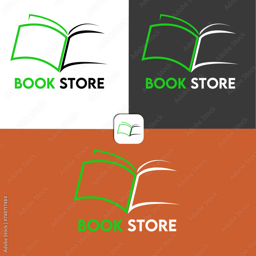 open book logo design, book store, logo for library,presentation Stock ...