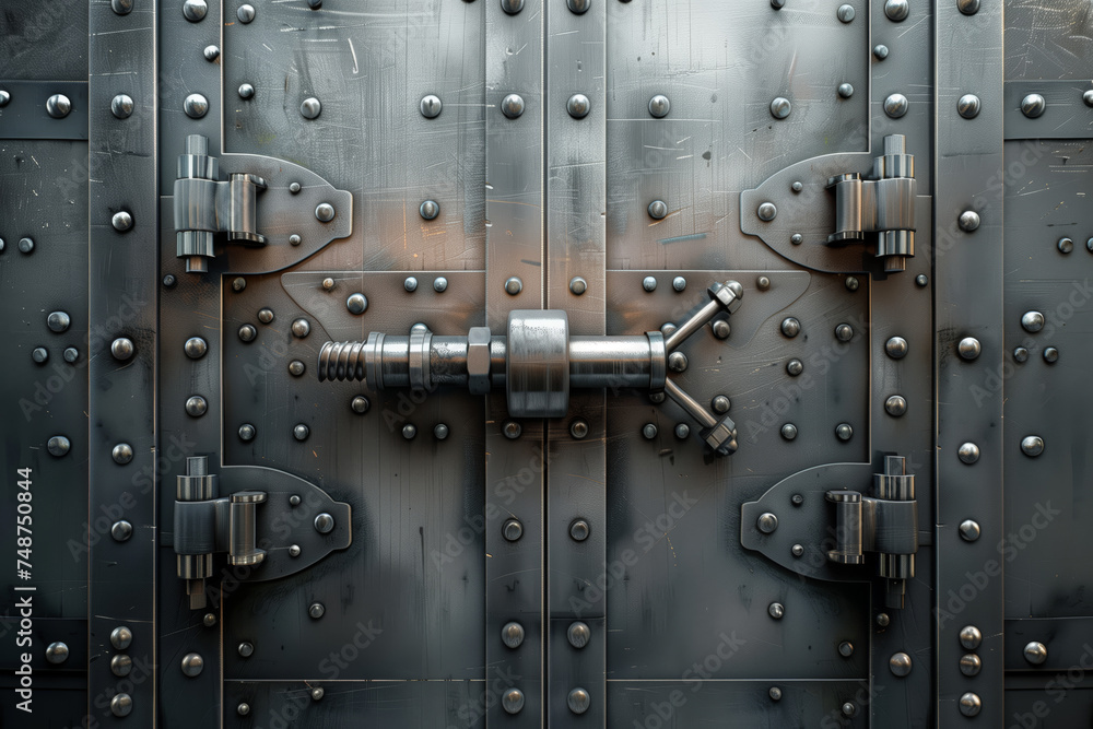 Medieval Style Bank Vault Door Detail. Detailed view of a medieval ...