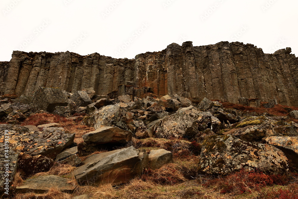 Gerðuberg is a cliff of dolerite, a coarse-grained basalt rock, located ...