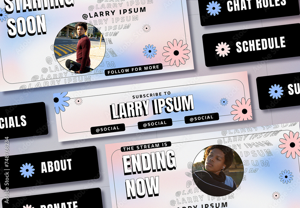 Blue Gradient Stream Overlay Stock Template | Adobe Stock