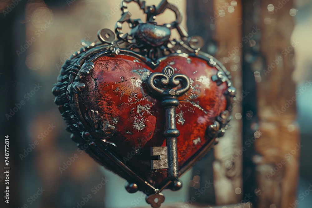 A heart, with a key embedded at its core, representing the journey to ...