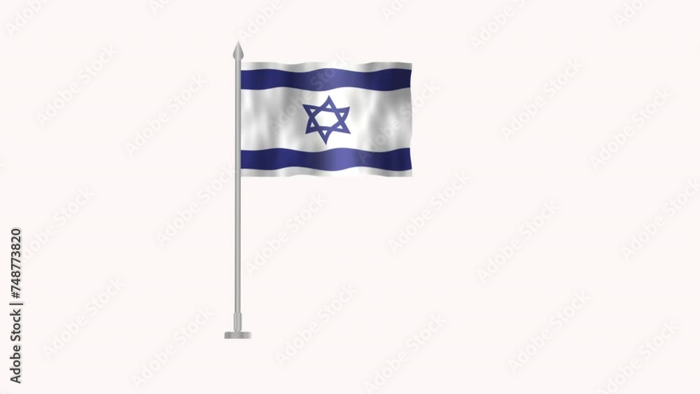 Flag of Israel, Pole flag of Israel on white screen, Israel 3D ...