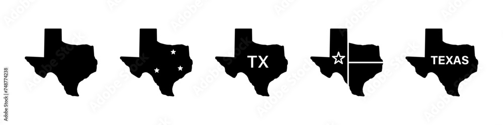 Texas map icons. Texas state border map icons. Texas sign symbol ...