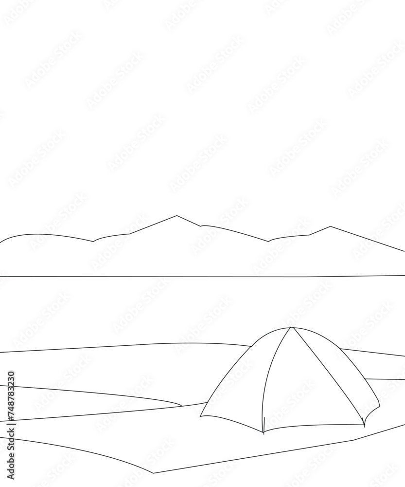 camp coloring page for school children Stock Vector | Adobe Stock