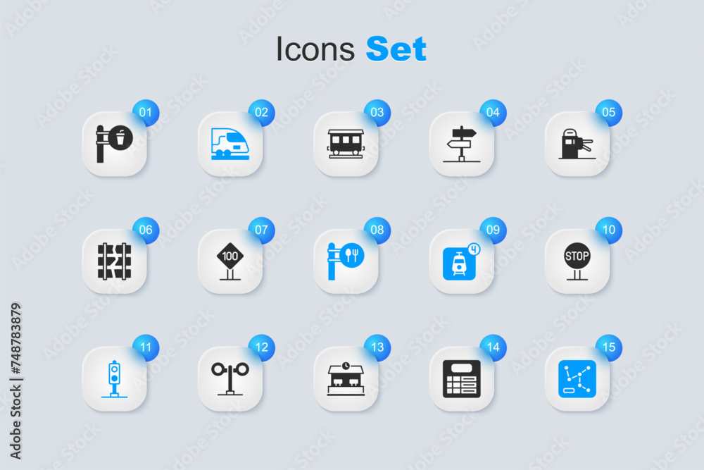 Set Train station board, Speed limit traffic sign 100 km, High-speed ...