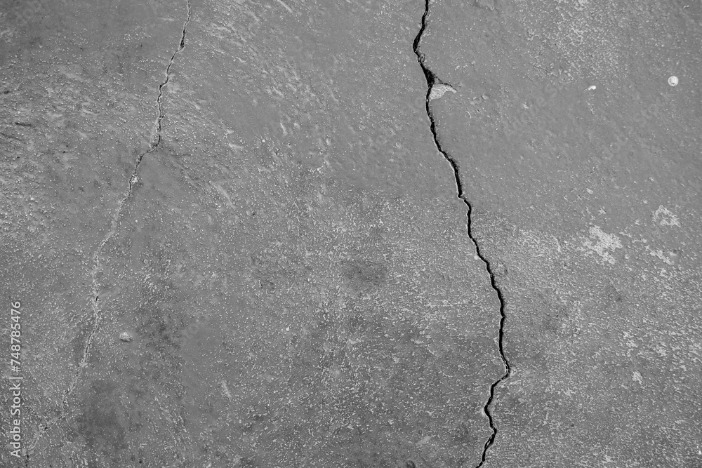 Cracked concrete wall broken wall at the outside cement corner that ...