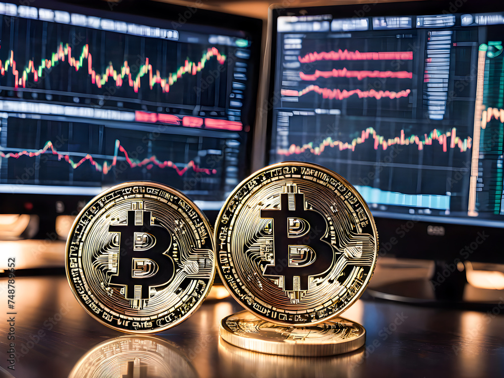 Financial Market Graphs Currency and Coin Trends in Euro and Dollar ...