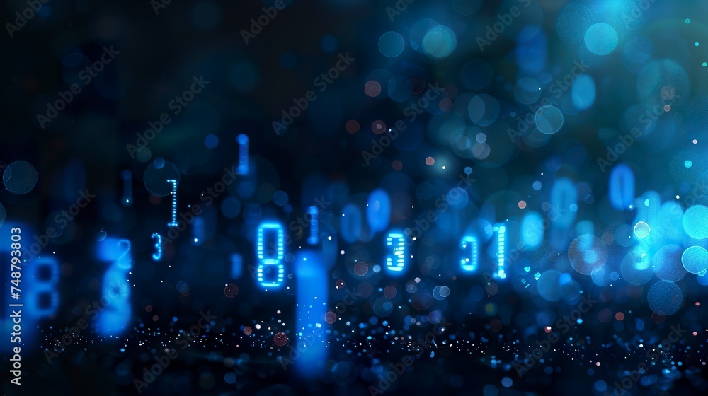 A blue numeric matrix with numbers arranged randomly in a modern and ...