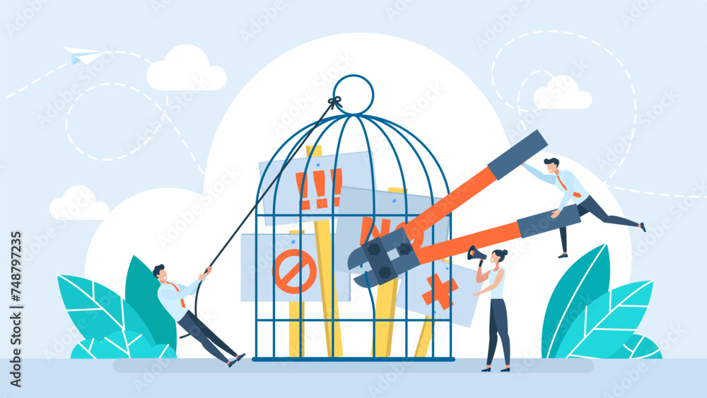 Protest signs, posters, banners locked inside prison. Stop prison. Ban ...