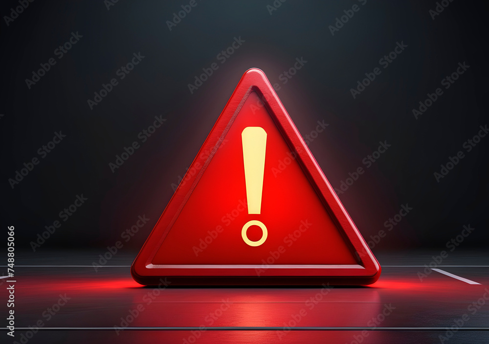 Realistic red caution warning sign for attention exclamation mark ...