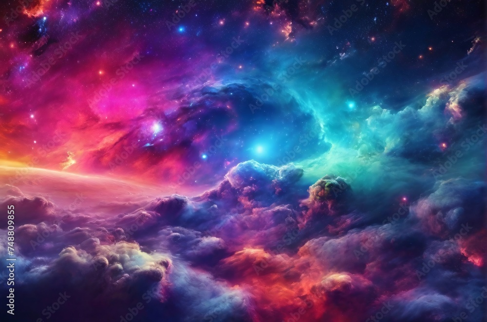 Colorful space galaxy cloud nebula. Stary night cosmos. Universe ...