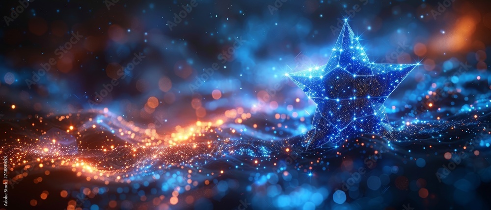 Abstract blue stars. Low poly style design. Abstract geometric ...