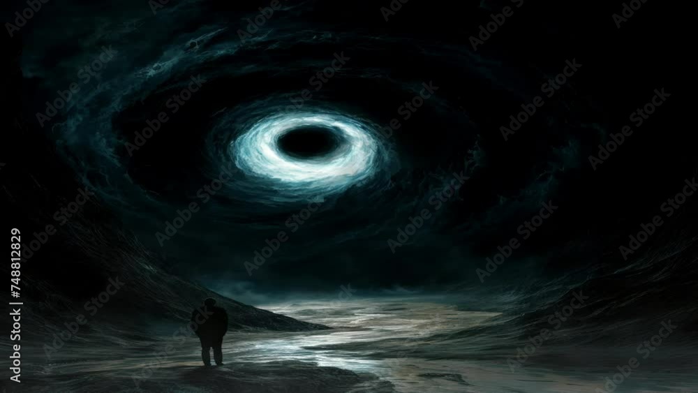 A mesmerizing black hole floating in space with a circle of glowing ...