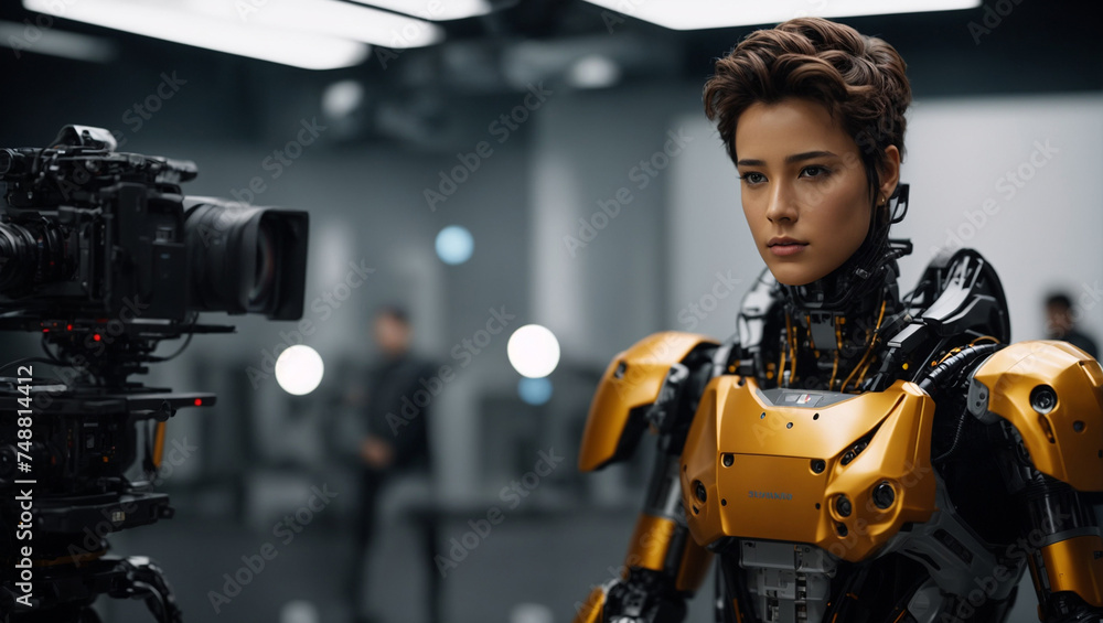 Humanoid robot working with Open Ai Sora a Text-to-Video AI Model in ...