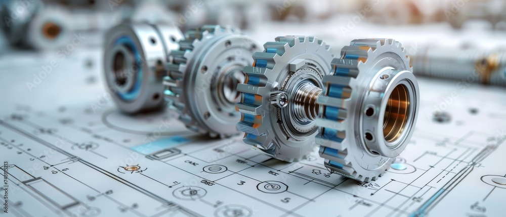 3D model of abstract detail in CAD interface. Design, engineering of ...