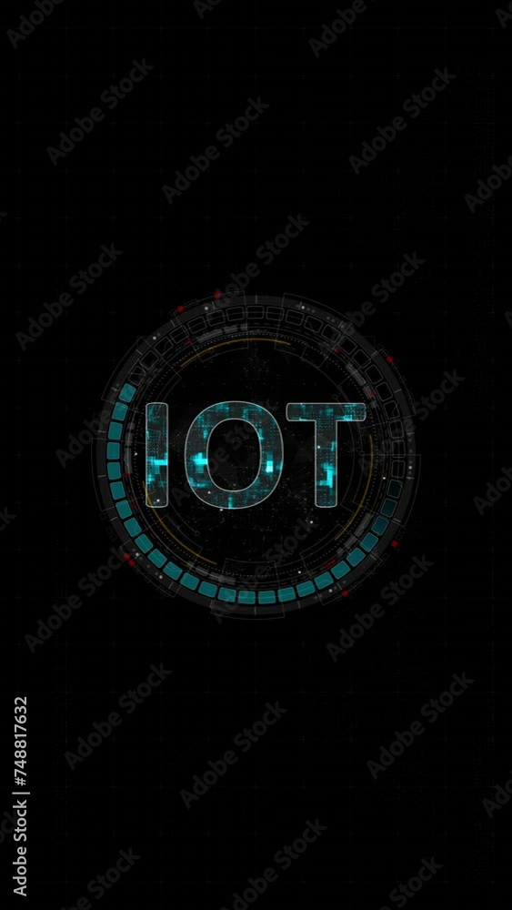 Motion graphic of Blue digital IOT letter and circle futuristic HUD ...