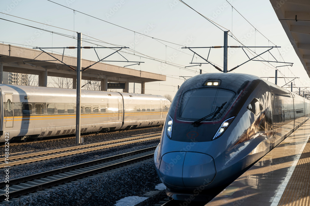 Qingdao,China-Feb,16th 2024: Chinese made high speed train arrived in ...