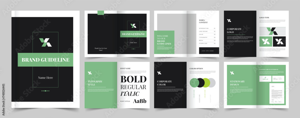 Brand Guidelines Template, Brand Identity Presentation Layout, Logo ...