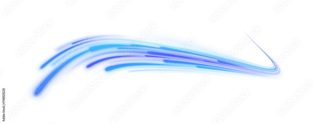 Blue air flow wave effect set. Design element for visualizing air or ...