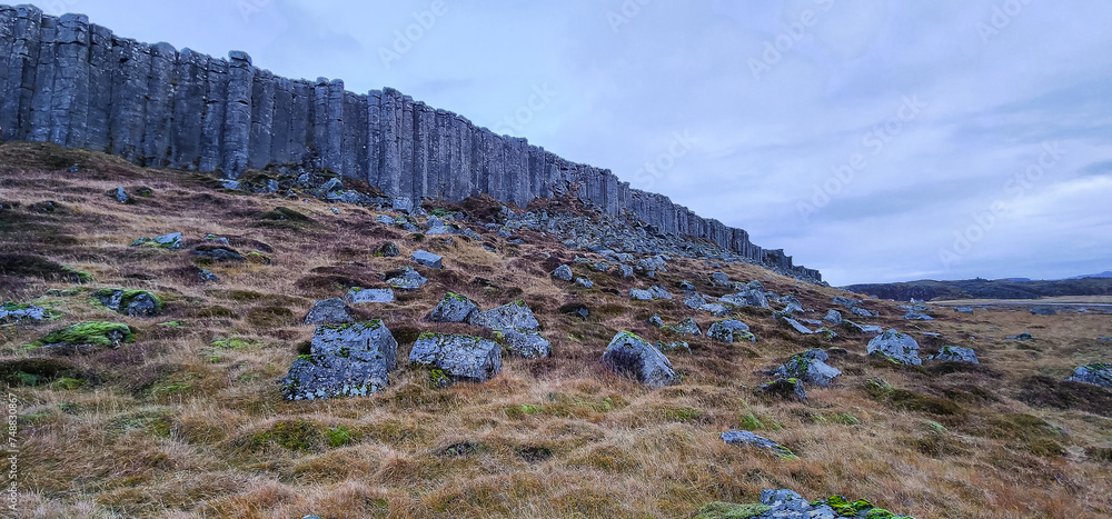 Striking Basalt Columns of Gerduberg Cliffs, Iceland Stock Photo ...
