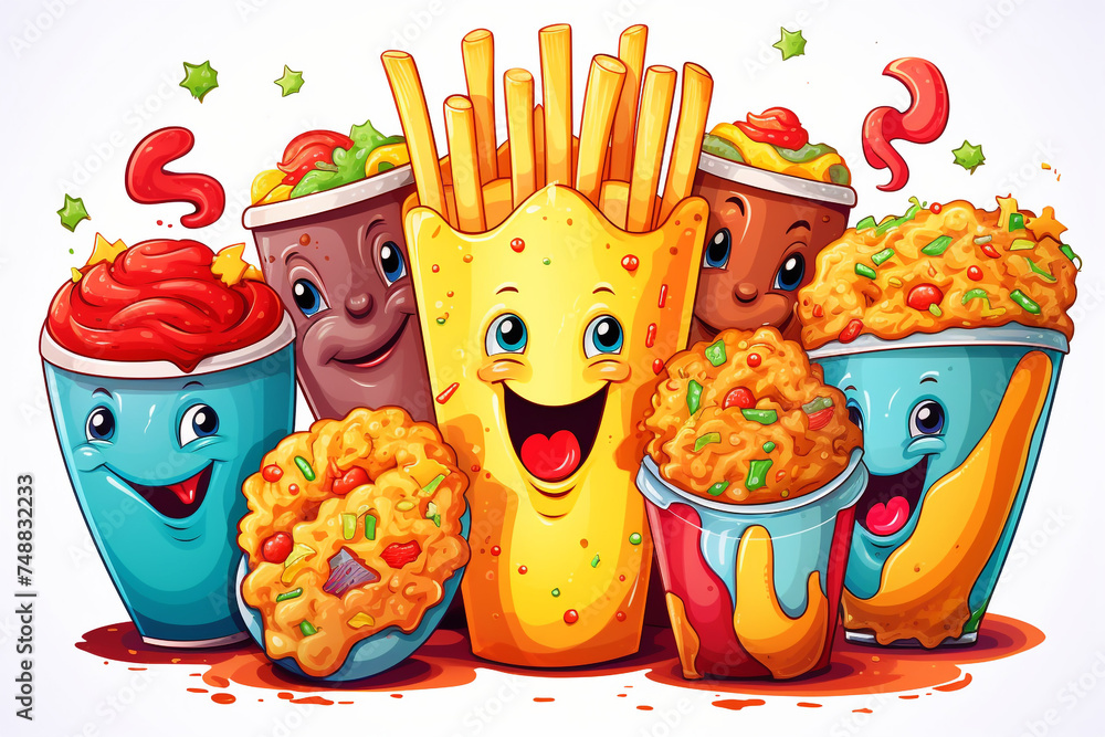 fast food cartoon characters, mascots, food cartoons Stock Photo ...