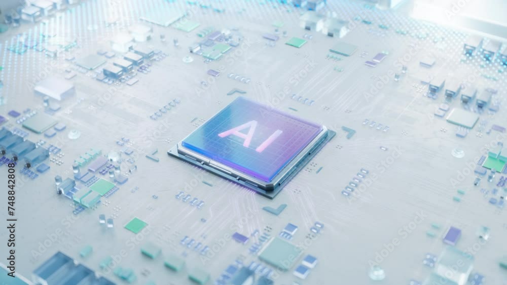 Futuristic Colorful Glass AI Accelerated Microchip Connecting with a ...