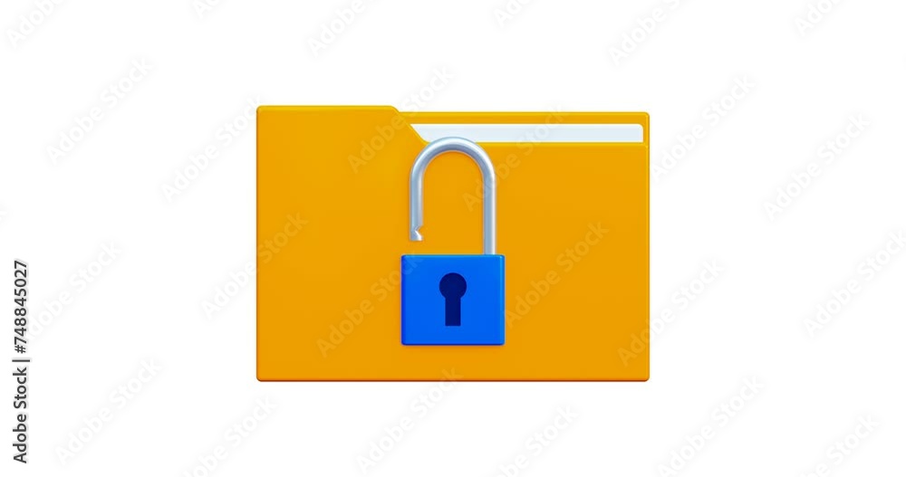 3D animation. Opening closed documents and folders. Protection of personal data. Hide secret ...