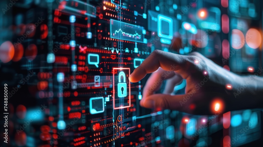 Generate a realistic photo representing the core concepts of cyber ...