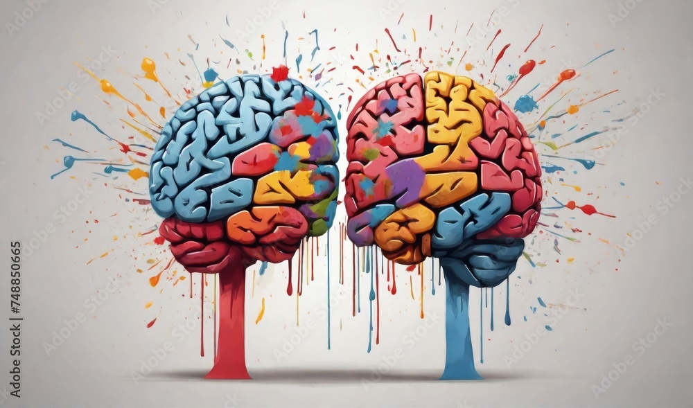 Left right human brain concept. Creative part and logical part with ...