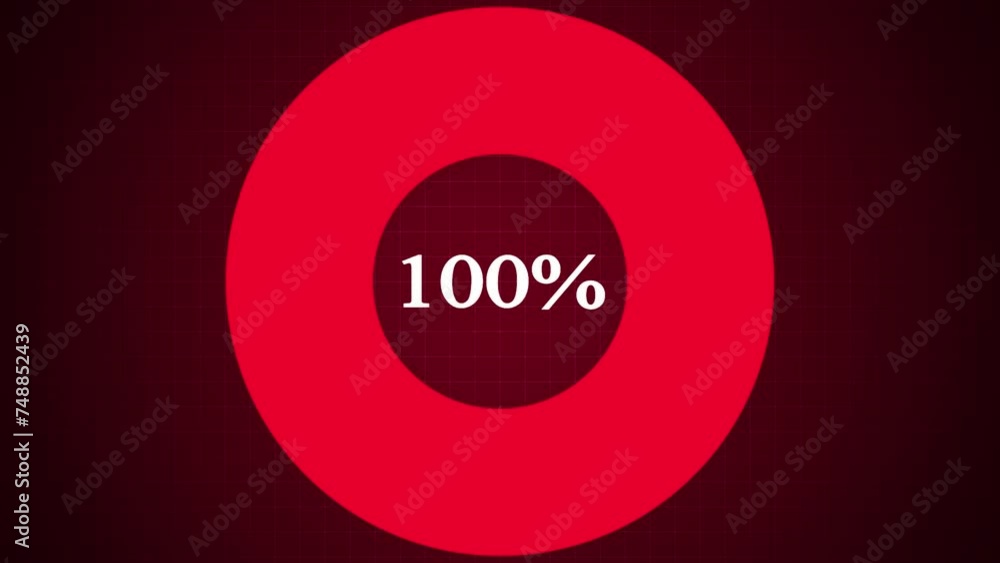 Circle loading animation. Process loading bar, gradient color rotating ring spinning with 0 to ...