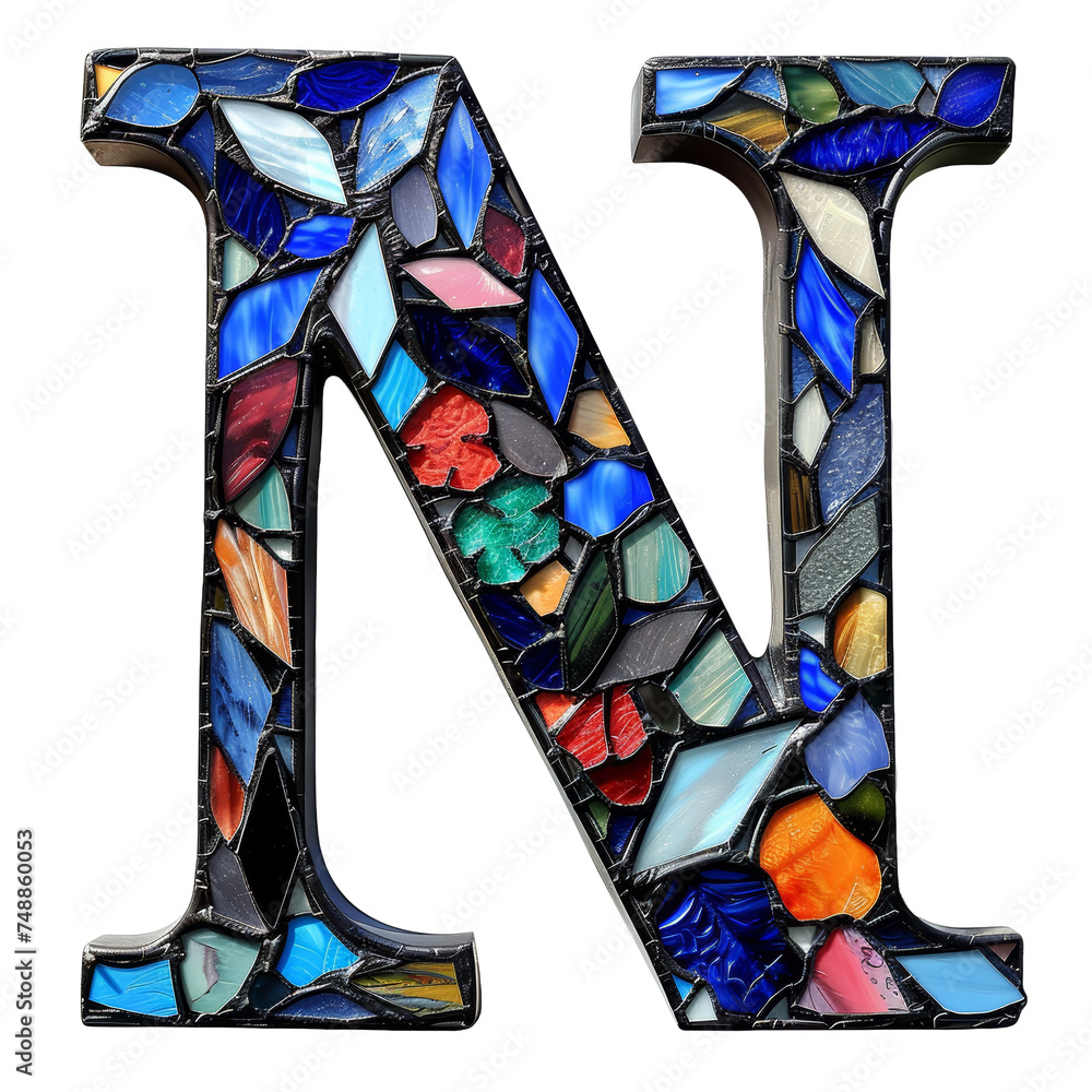 Stained Glass Letter N Isolated on Transparent or White Background, PNG ...