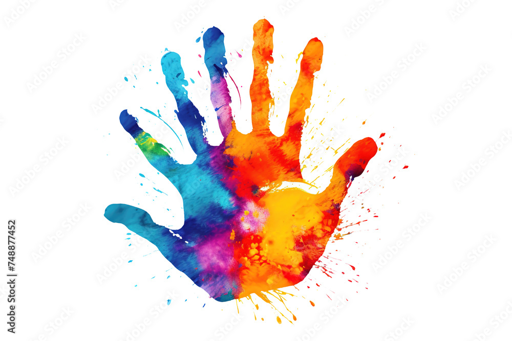 Colorful hand print isolated on transparent background Remove png ...