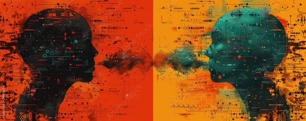 Graphic visualization of a conversation between the left and right ...